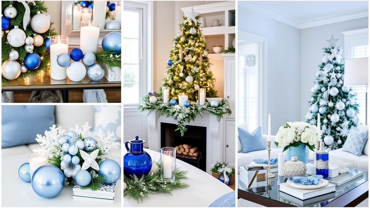 Stunning Blue And White Christmas Coffee Table Decor - HomeSpir